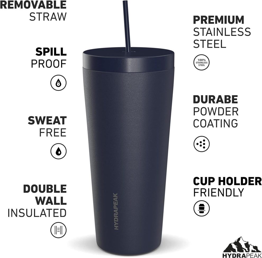 Custom HYDRAPEAK 25oz Traveler Tumbler with Handle and Straw Lid with ...